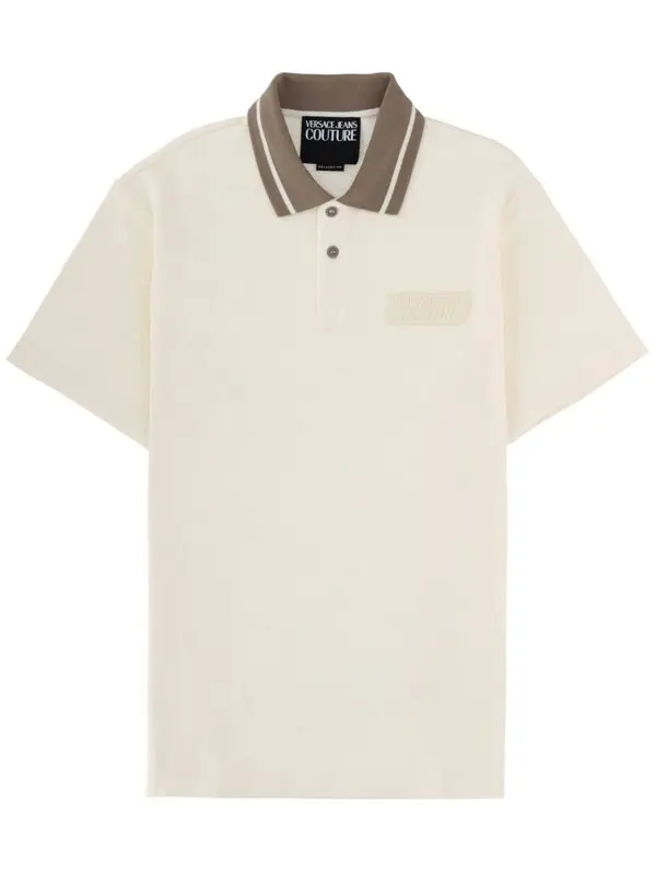 Versace Classic Polo With Painttch Logo - Ivory