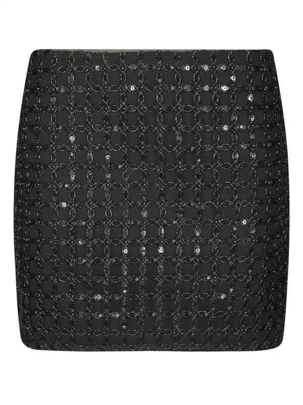 ROTATE BY BIRGER CHRISTENSEN Embroidered Cotton Miniskirt - Grigio