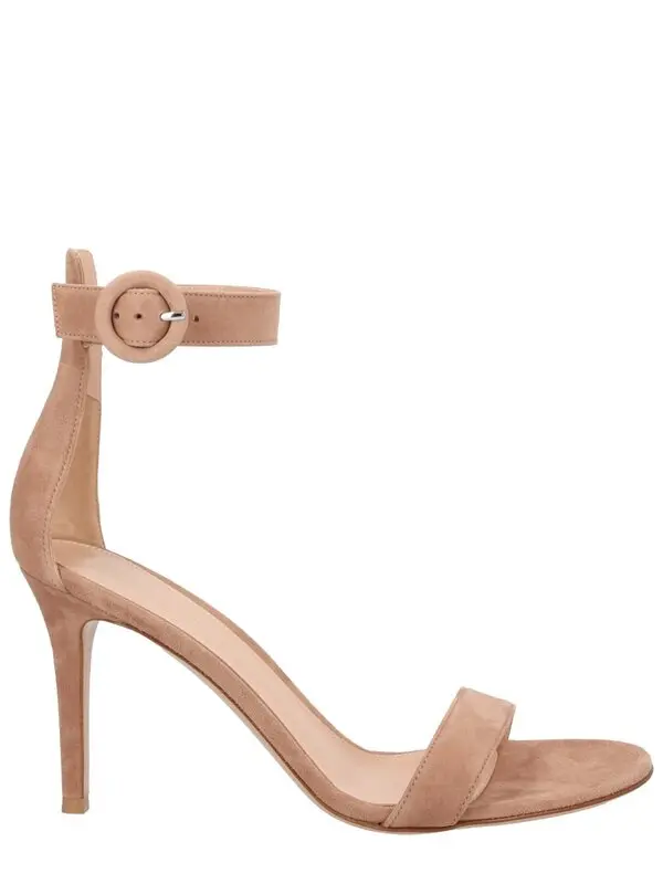GIANVITO ROSSI Portofino 85 Suede Heeled Sandals - Beige