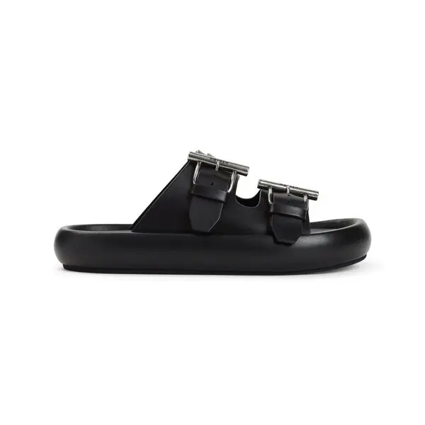 Alexander McQueen Handbrid Sliof Sandals - Blacksilvr