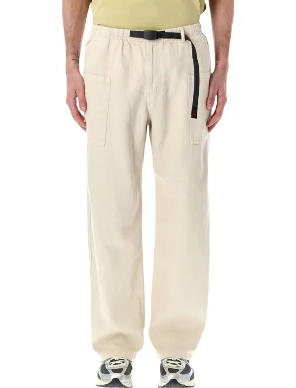 Gramicci Relaxed Fit Cotton Hemp Twill Pants With Integrated Belt - Beige