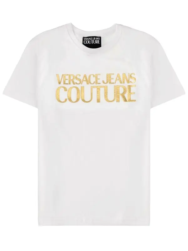 Versace Embroidered Logo Cotton T-shirt