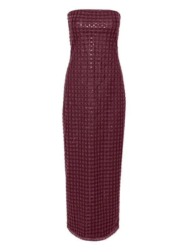 ROTATE BY BIRGER CHRISTENSEN Strapless Maxi Dress With Zip Fastening - Rosso