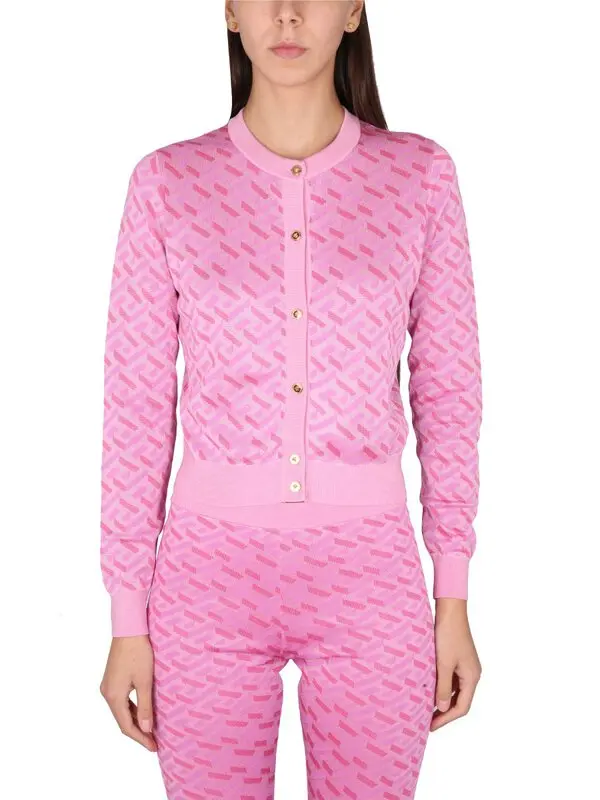 Versace Jacquard V Cropped Cardigan
