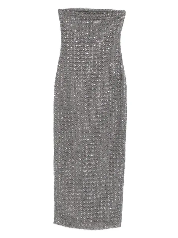 ROTATE BY BIRGER CHRISTENSEN Maxi Strapless Dress With All-over Embellishments - Grey