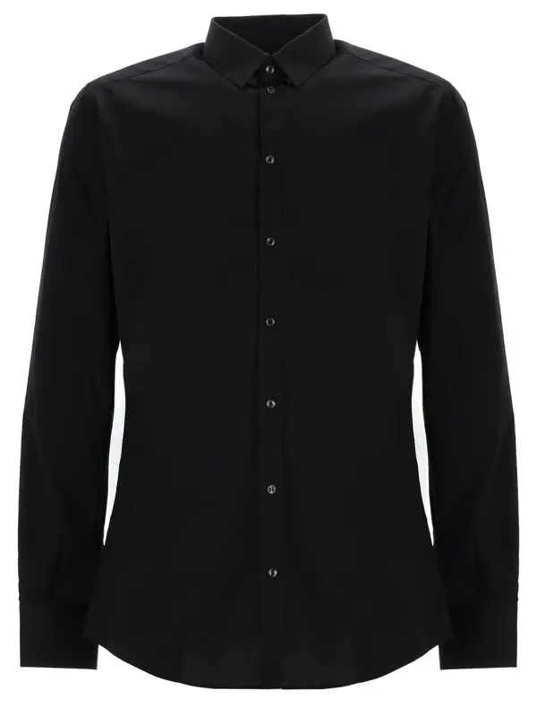 Dolce & Gabbana Classic Stretch Cotton Short Sleeve Shirt For Ss26 - Black