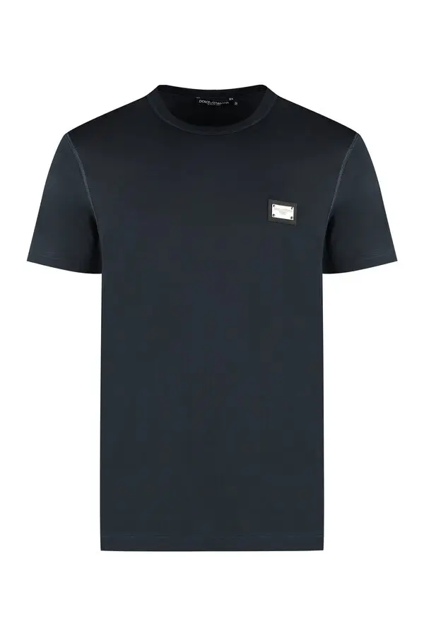 Dolce & Gabbana Cotton T-shirt With Branded Tag - Blue