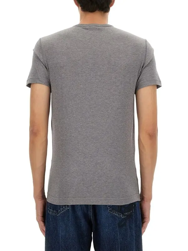 Dolce & Gabbana Cotton T-shirt With Branded Tag - Grey