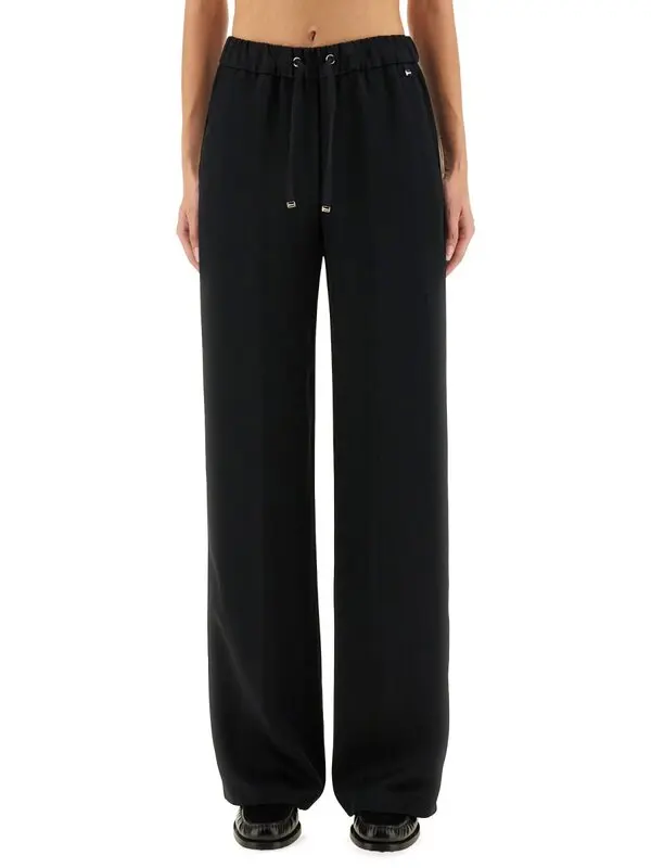 Herno Drawstring Waist Wide-leg Trousers - Black