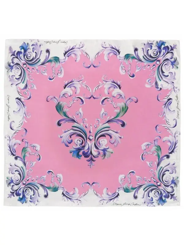 Versace Mini Foutherd Style Silk Foulard 90 Cm X 90 Cm - Pink