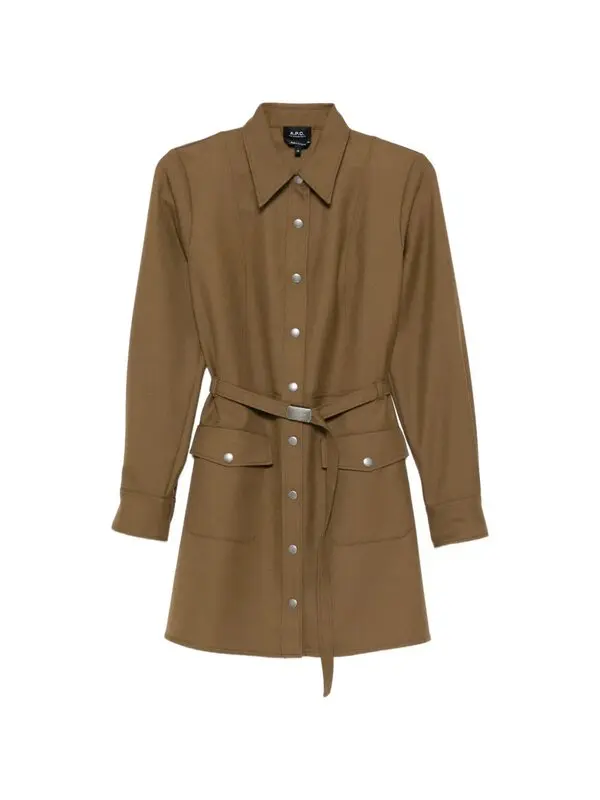 A.p.c. Chic Front Button Dress With Belted Waist Size