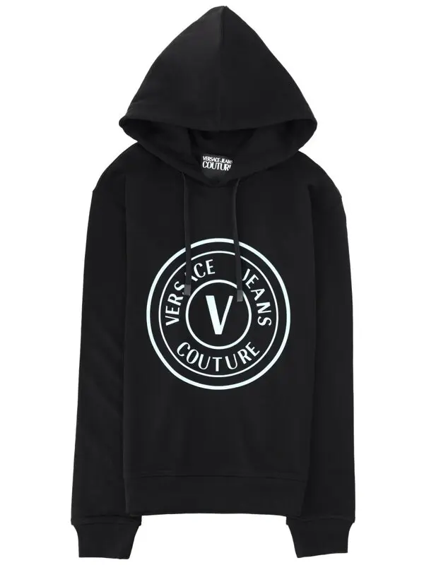 Versace Logo Embellished Hooded Sweatshirt - Black