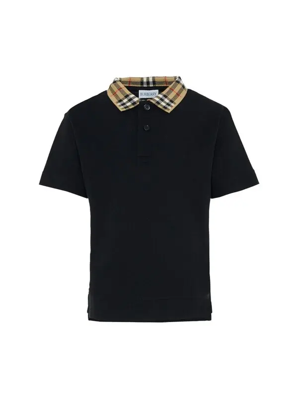 Burberry Check Collar Cotton Polo Shirt