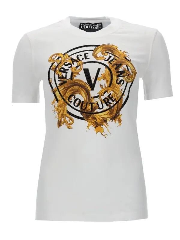 Versace Graphic Print Cotton T-shirt - White