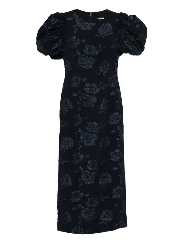 ROTATE BY BIRGER CHRISTENSEN Puff Sleeve Jacquard Maxi Dress - Blue