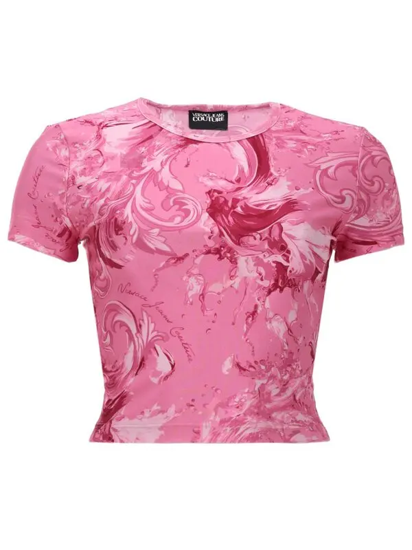 Versace Short Sleeve T-shirt With Logo - Pink