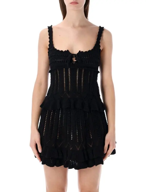 MARANT ETOILE Neves Ruffled Crochet Top - Black