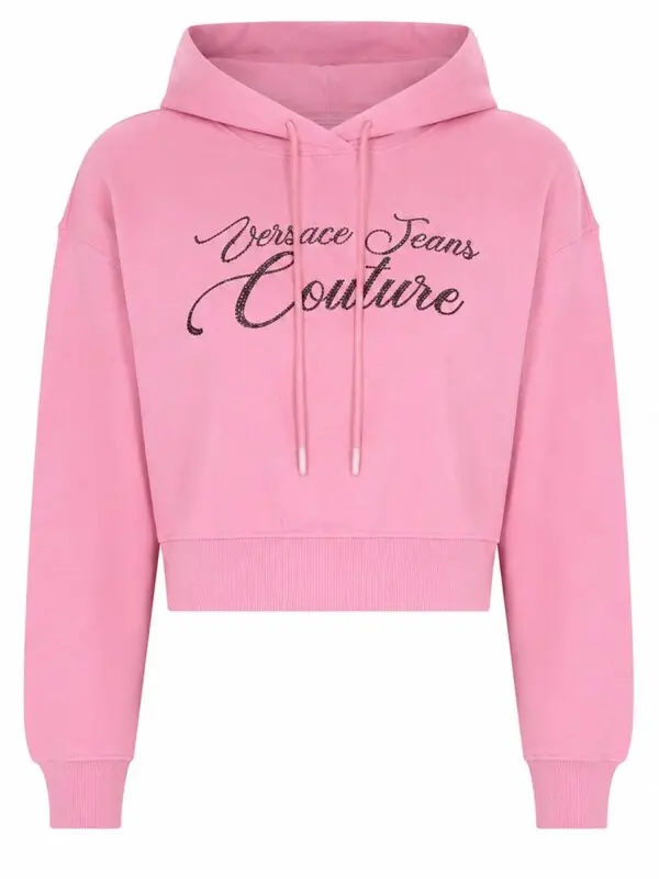 Versace Cropped Logo Hoodie - Pink