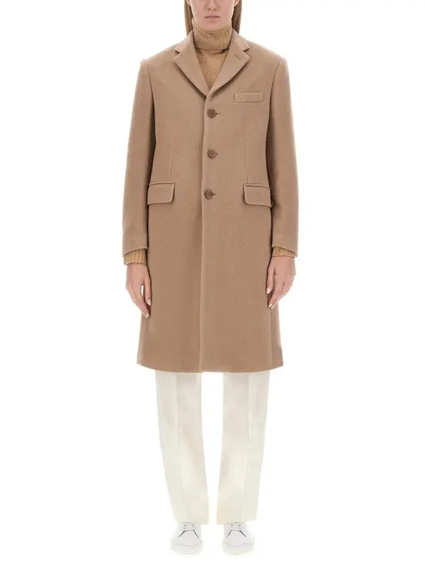 Aspesi Single-breasted Wool Blend Coat - Beige