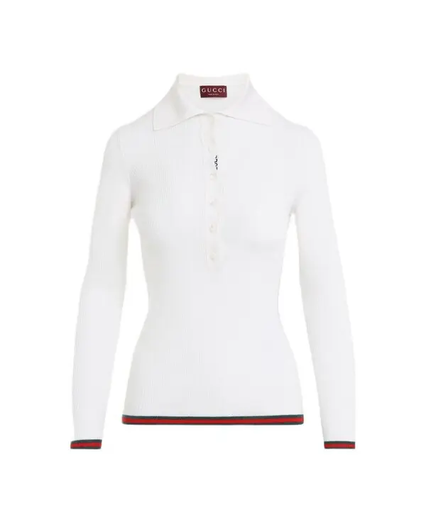 Gucci Ribbed Polo Shirt - White