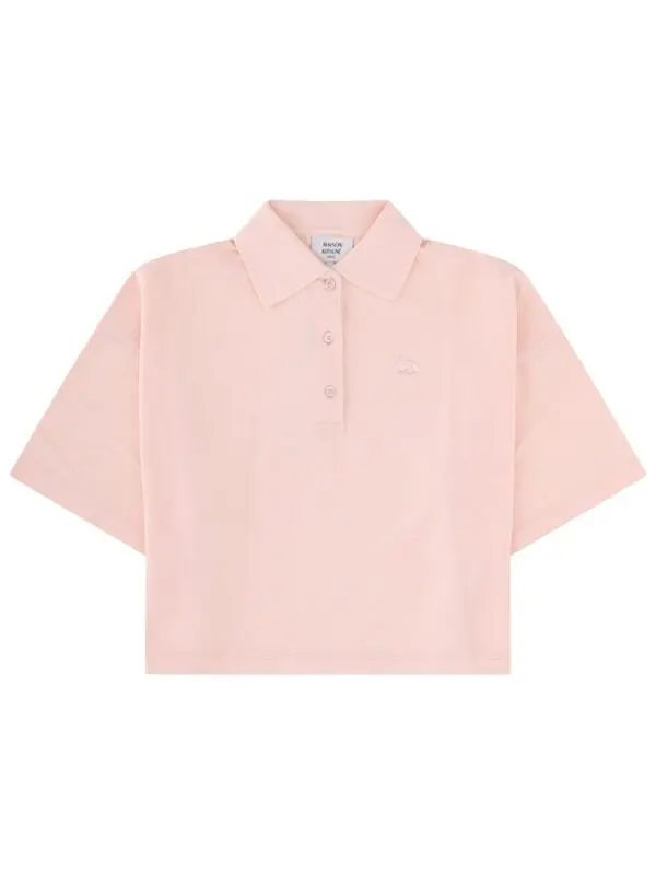 Maison Kitsuné Organic Cotton Cropped Polo Shirt - Pink