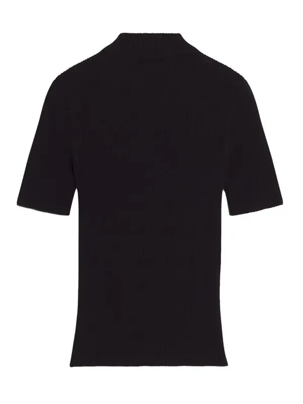 Maison Kitsuné Ribbed Mock Neck Short-sleeve Sweater