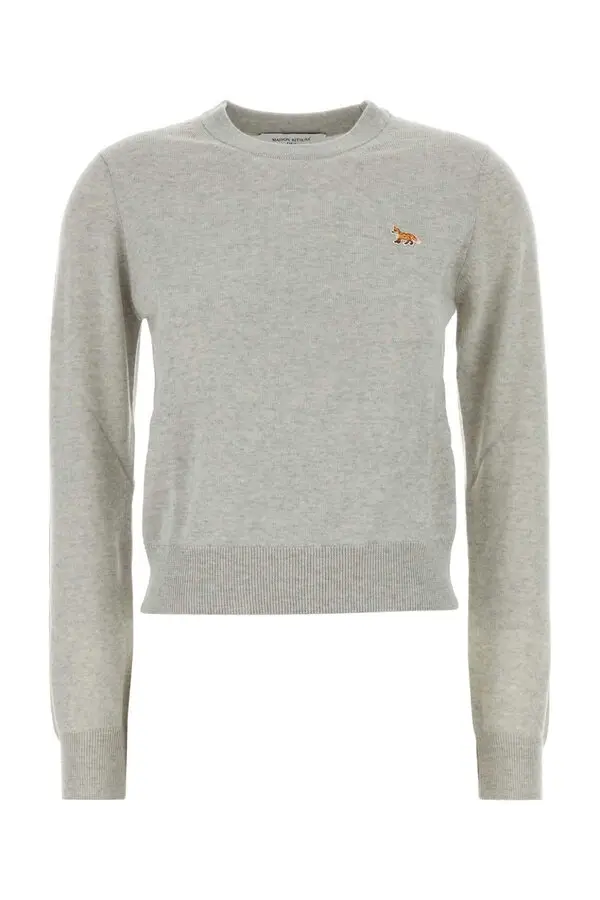 Maison Kitsuné Baby Fox Merino Wool Knit Pullover - Grey