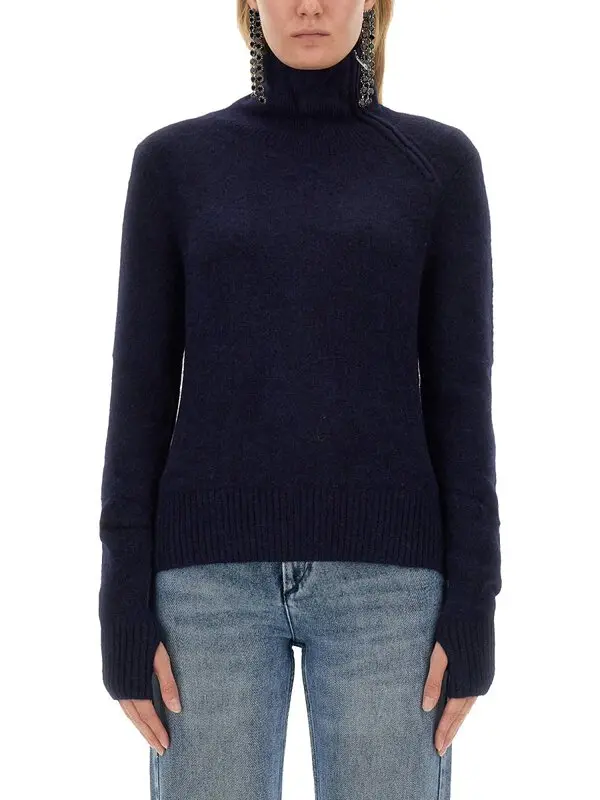 MARANT ETOILE Baby Alpaca Blend Turtleneck T-shirt - Blue
