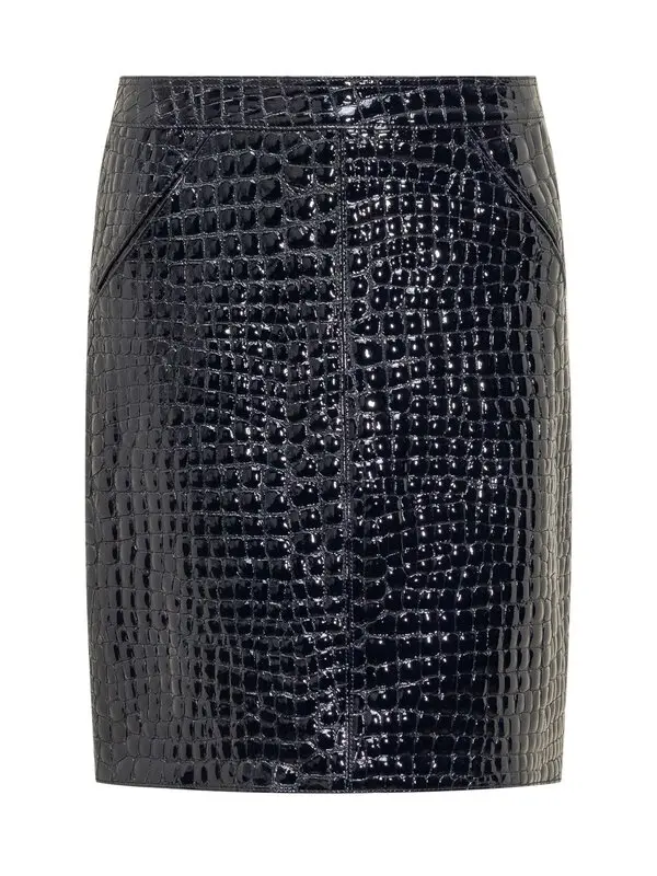 TOM FORD Goffrata Crocodile-print Mini Skirt - Deep Blue