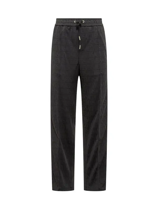 Versace Monogrammed Wide-leg Trousers - Nero