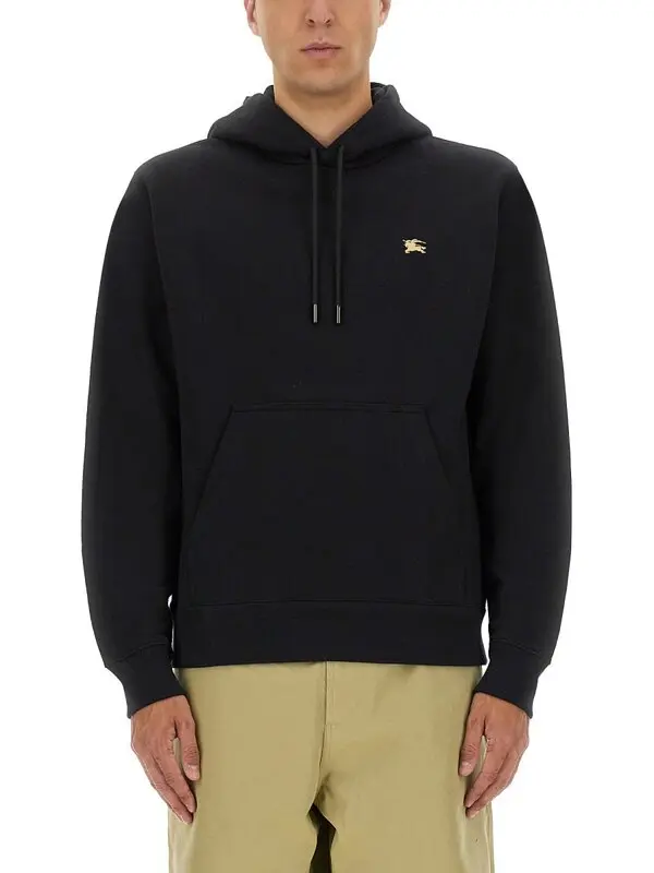 Burberry Cotton Hoodie With Logo Detail - Black