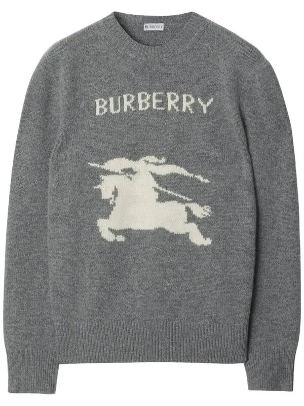 Burberry Rib-knit Wool And Cashmere Sweater With Lettering - Grey