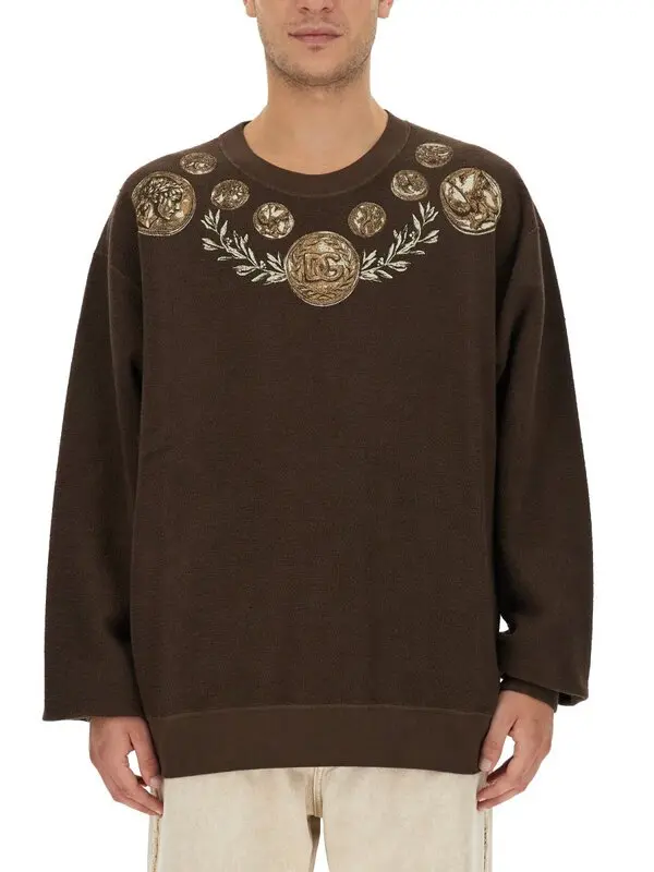 Dolce & Gabbana Crewneck Sweatshirt With Coin Print