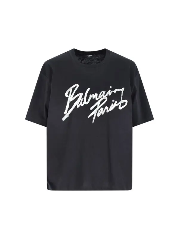 Balmain T-shirt With Brush Print - Black