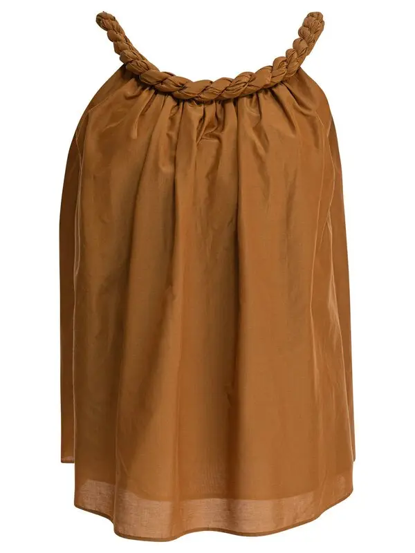 Loulou De Saison Gathered Silk Blend Top - Brown