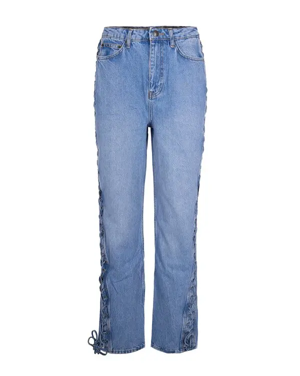 ROTATE BY BIRGER CHRISTENSEN Hydrangea Print Organic Cotton Jeans - Hydrangea (blue)