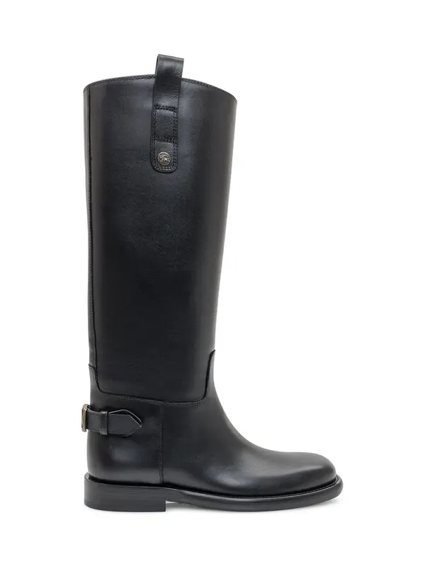 Burberry Alti Knee High Boots With Buckle Detail Fw25 - Black