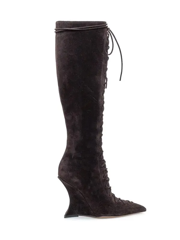 Paris Texas Lace-up Wedge Boots