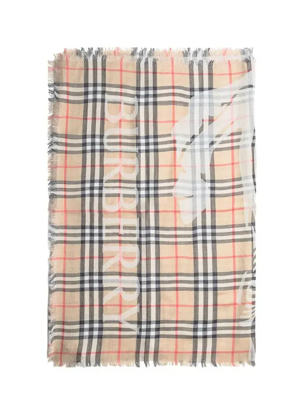 Burberry Check Motif Scarf - Sand