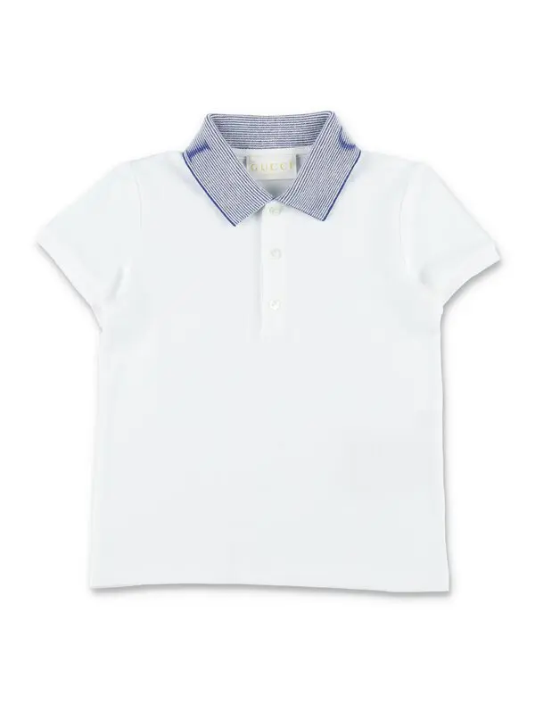 Gucci Mini Polished Cotton Polo Shirt - Optical White/blue