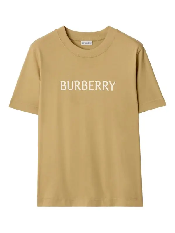 Burberry Ribbed Cotton Logo T-shirt - Beige