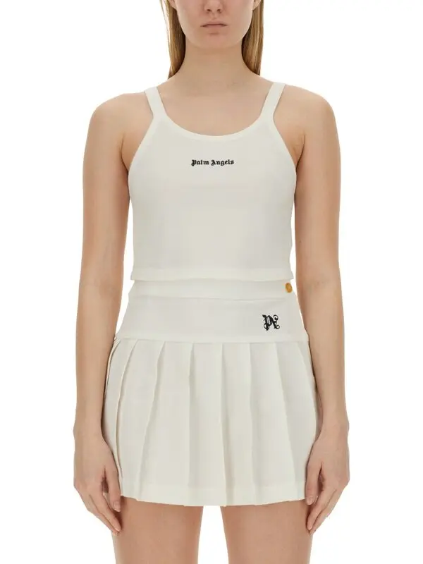 Palm Angels Logo-print Cotton Tank Top - White