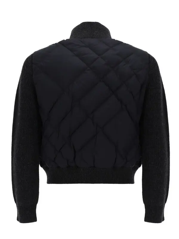 Burberry Check-stitch Quilted Wool And Nylon Jacket - Black