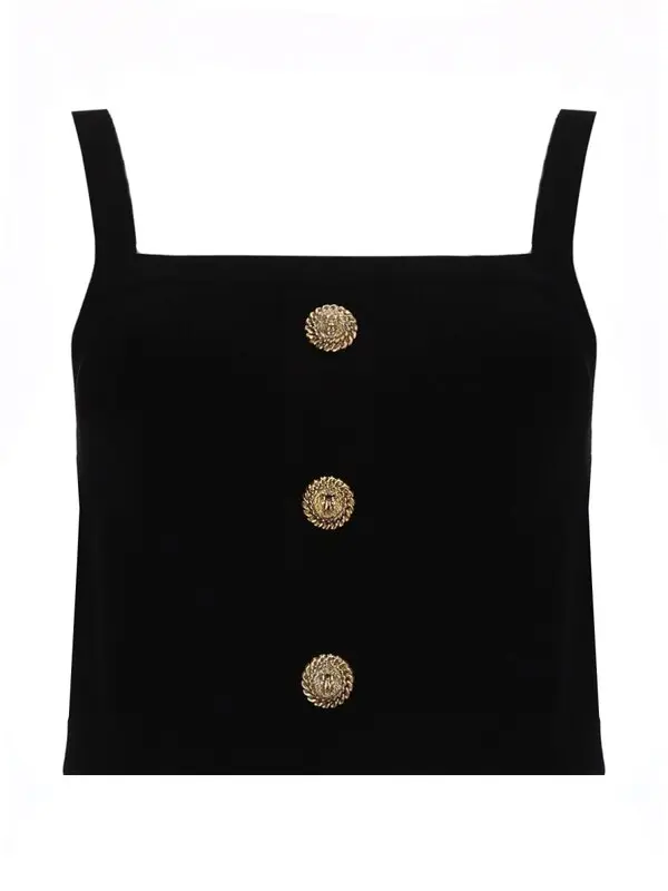 Balmain Knit Bralette Top With Buttons