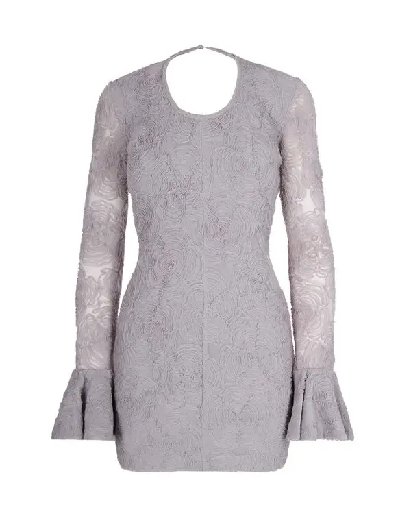 ROTATE BY BIRGER CHRISTENSEN Mini Dress With Floral Jacquard And Draping - Gray Violet