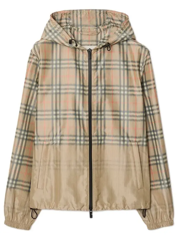 Burberry Two-way Zip Jacket With Drawstring Hem And Hood