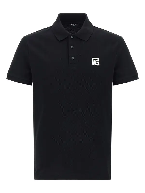 Balmain Embroidered Cotton Polo - Black