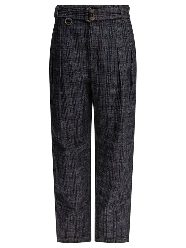 Burberry Checked Cotton-blend Wide-leg Pants - Blue