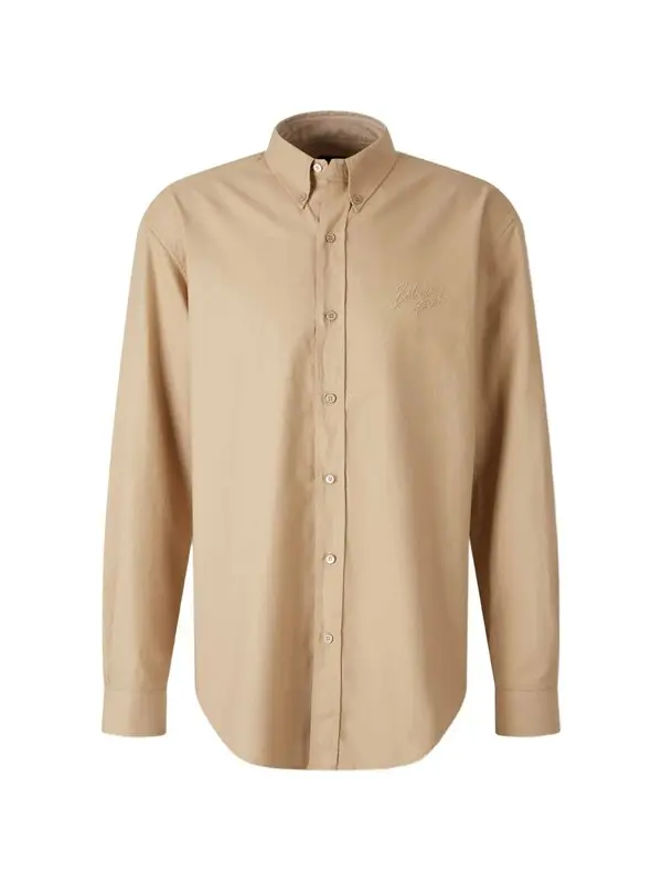 Balmain Long Sleeve Classic Button-up Shirt Size - Beige