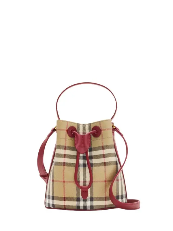 Burberry Printed Canvas Mini Check Bucket Bag - Beige